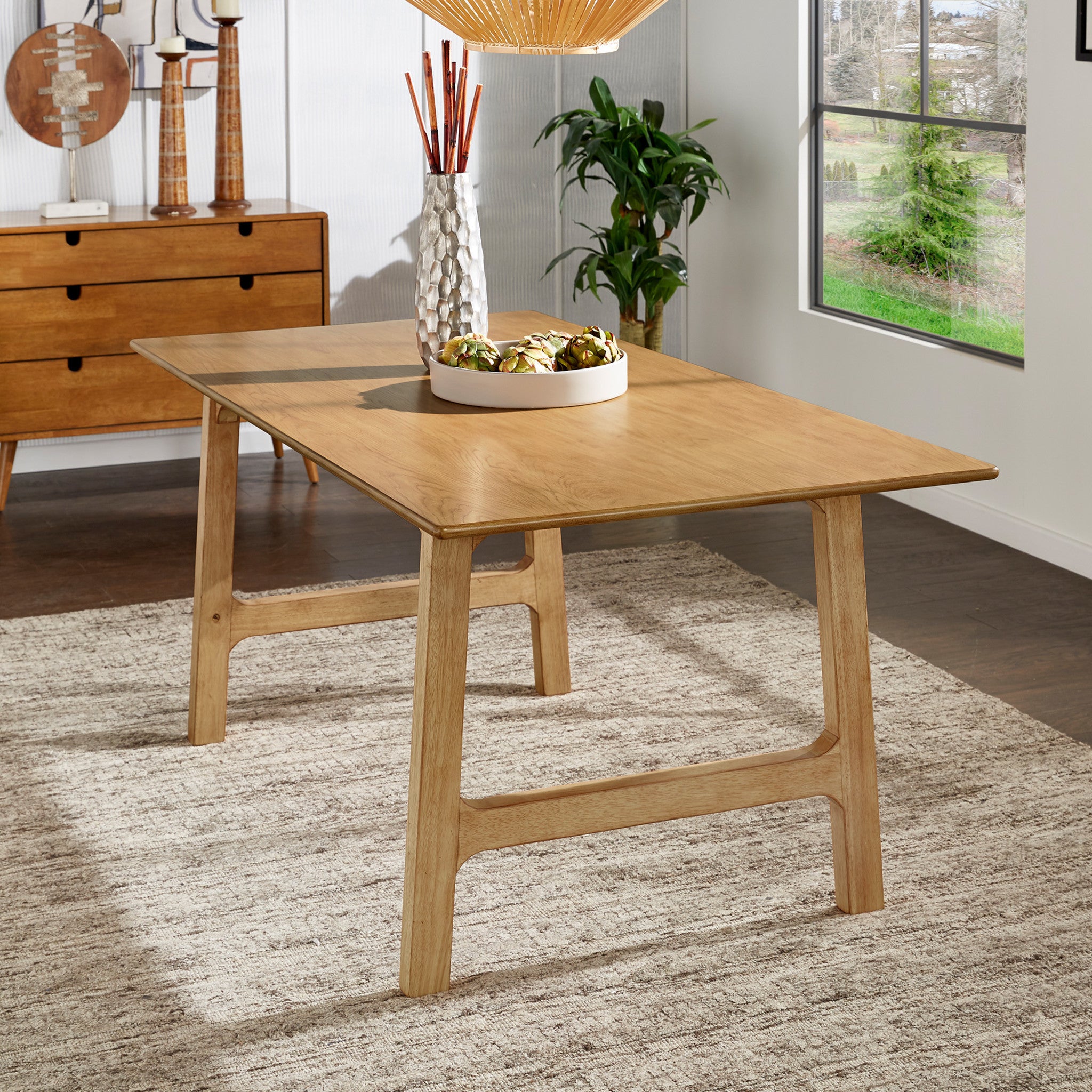 Modern Scandinavian Light Oak Finish 71" Dining Table – Top-Line Furniture