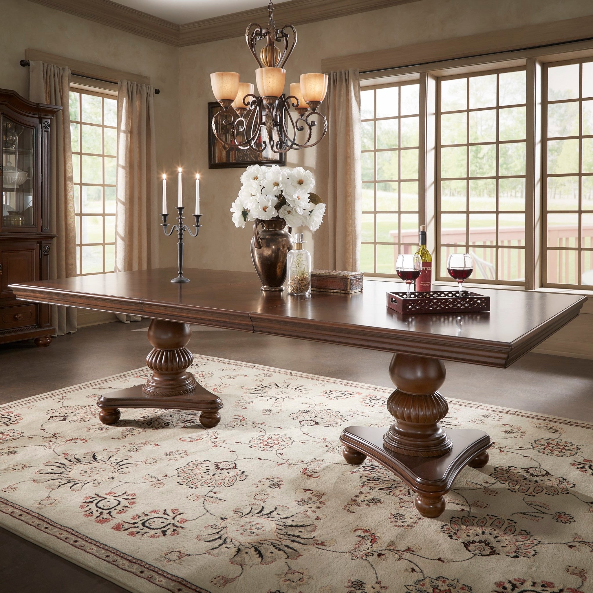 Double Pedestal Extending Dining Table – Top-Line Furniture