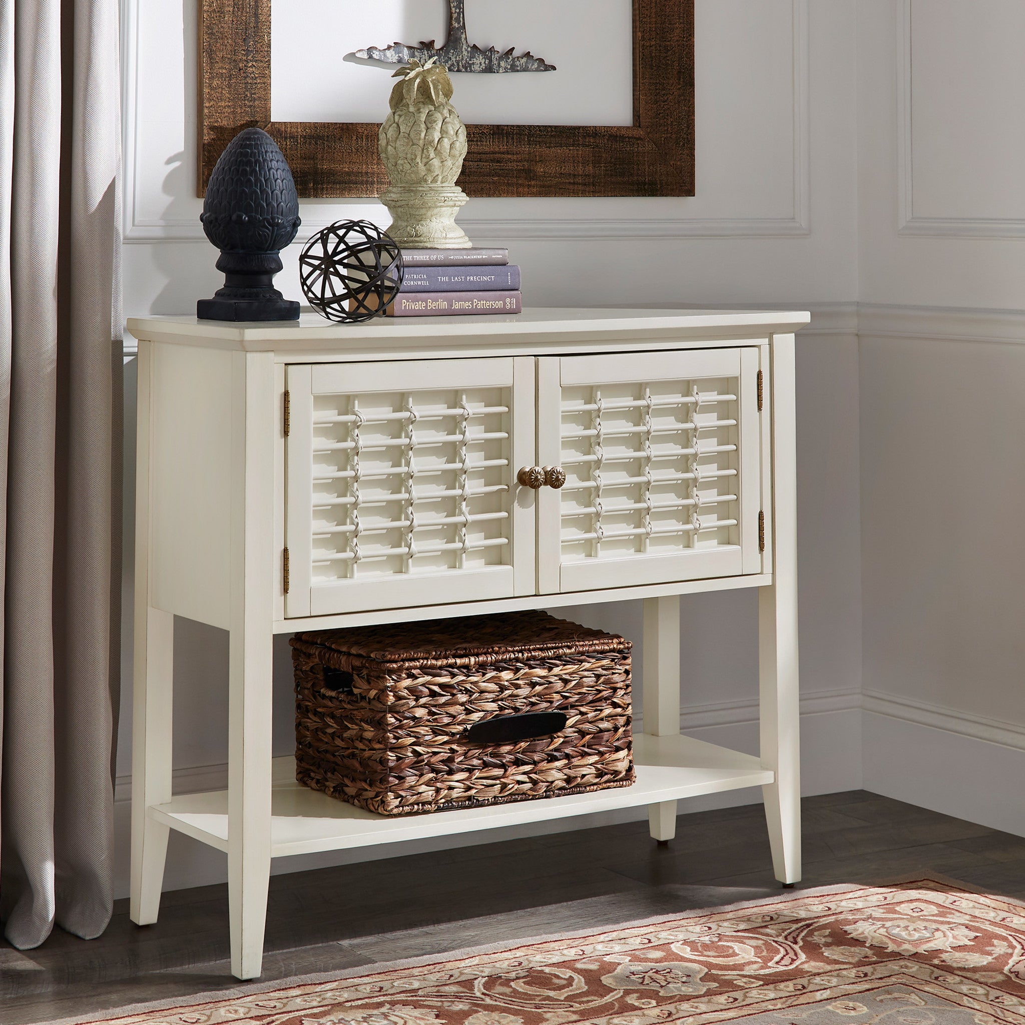 White Finish 2-Door Console Table – Top-Line Furniture