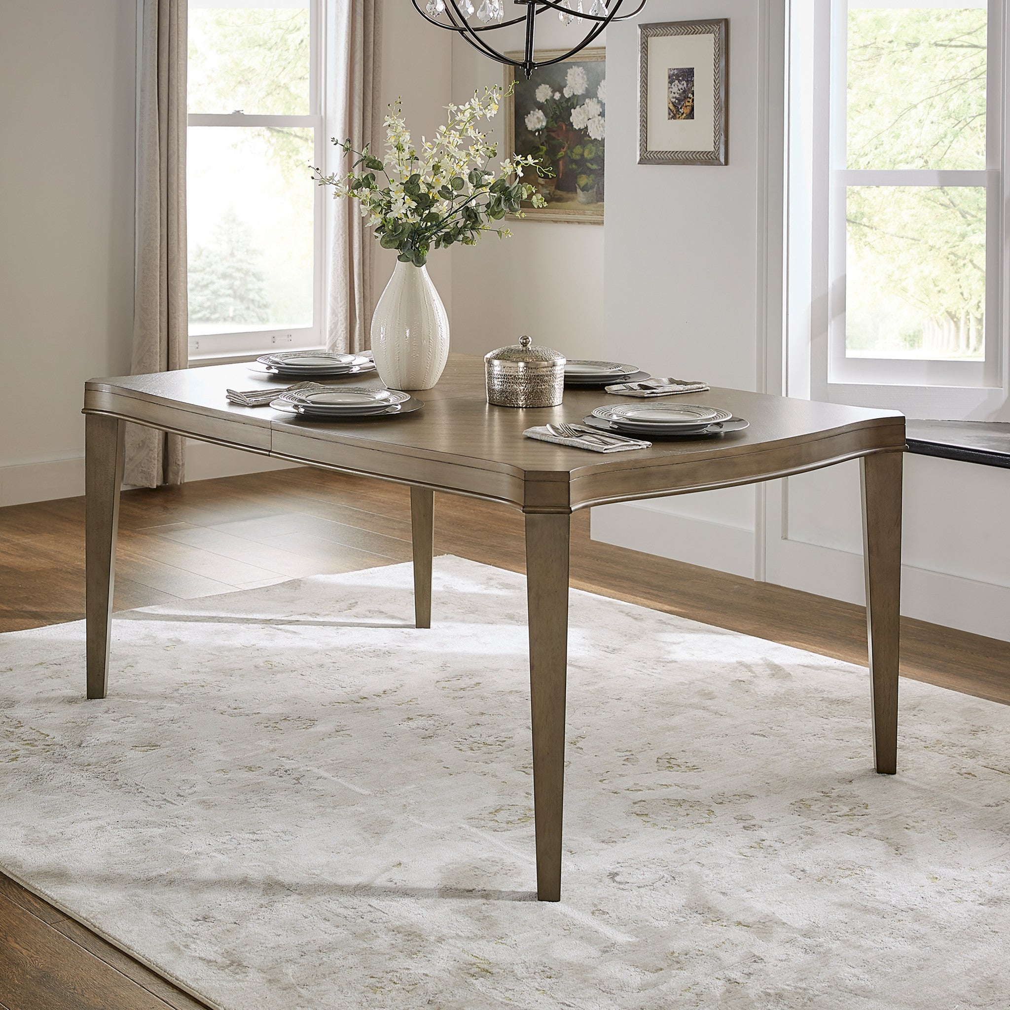 Antique Taupe Wood Extending Dining Table – Top-Line Furniture