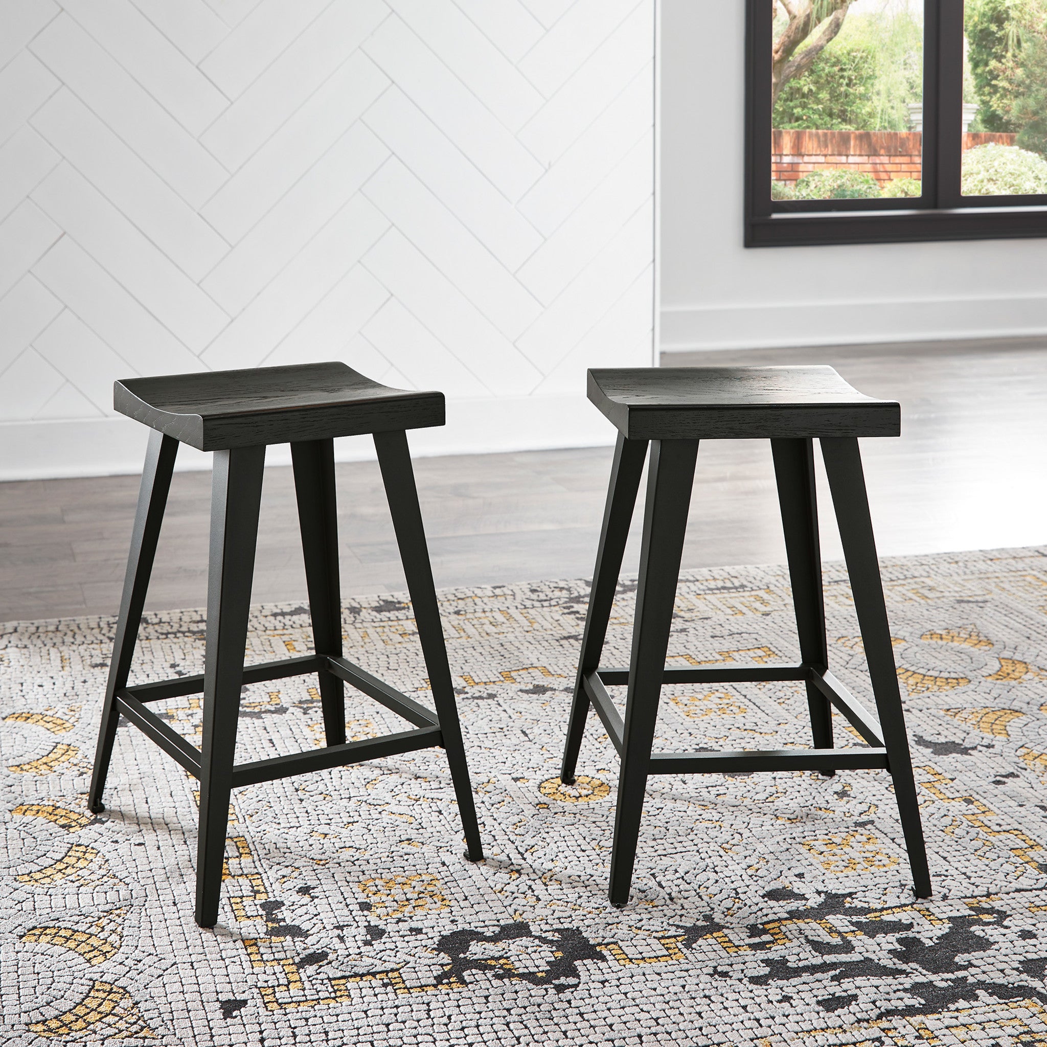 Black Finish Counter Height Stool (Set of 2) – Top-Line Furniture