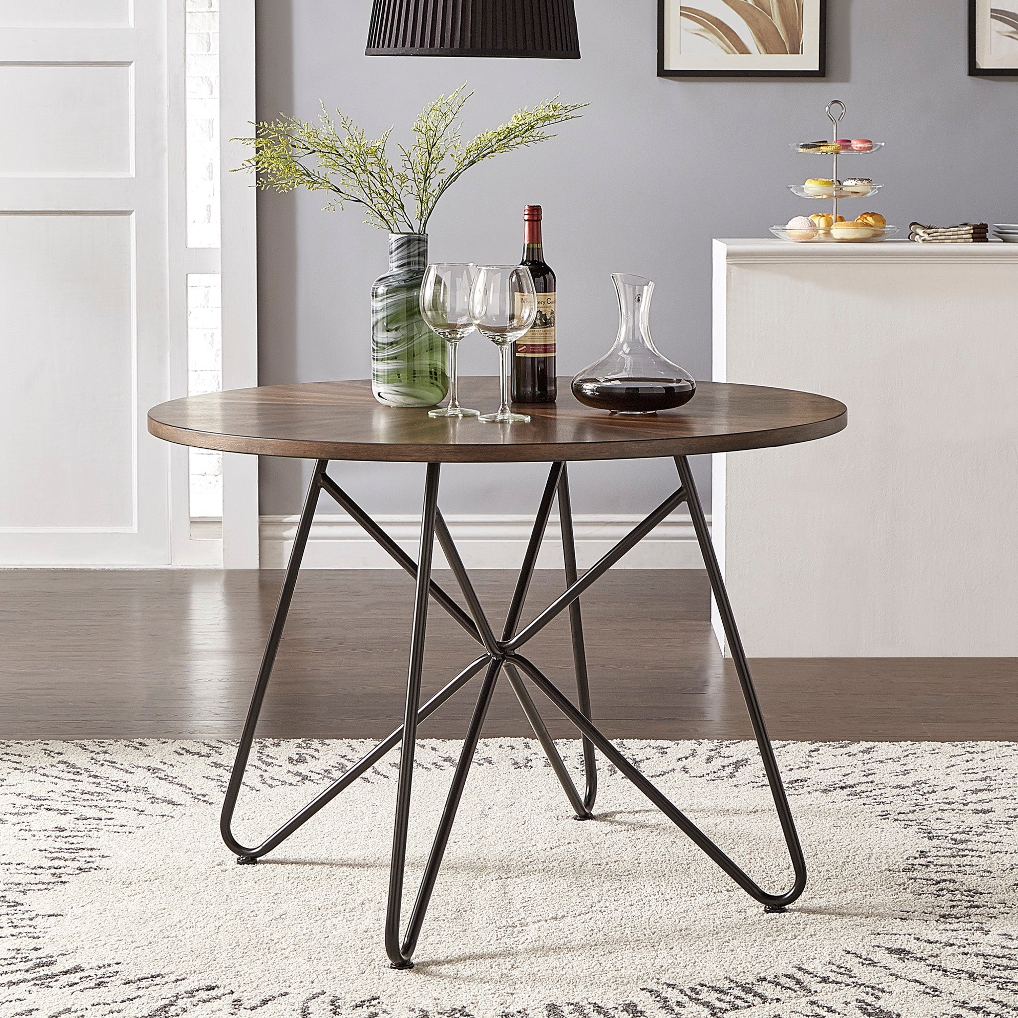 Distressed Walnut Finish Round Dining Table – Top-Line Furniture